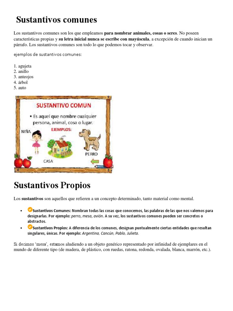 Sustantivos Comunes | PDF | Sustantivo | Palabra