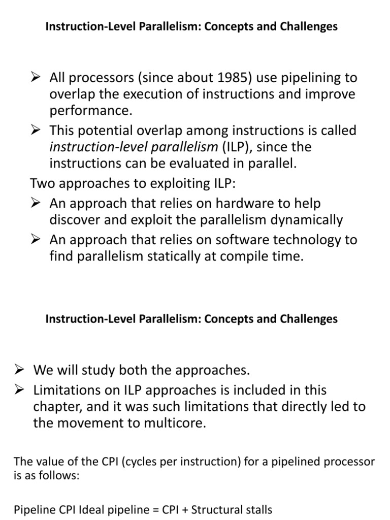 Instruction-Level Parallelism (ILP), Since The | PDF | Parallel Computing | Central Processing Unit