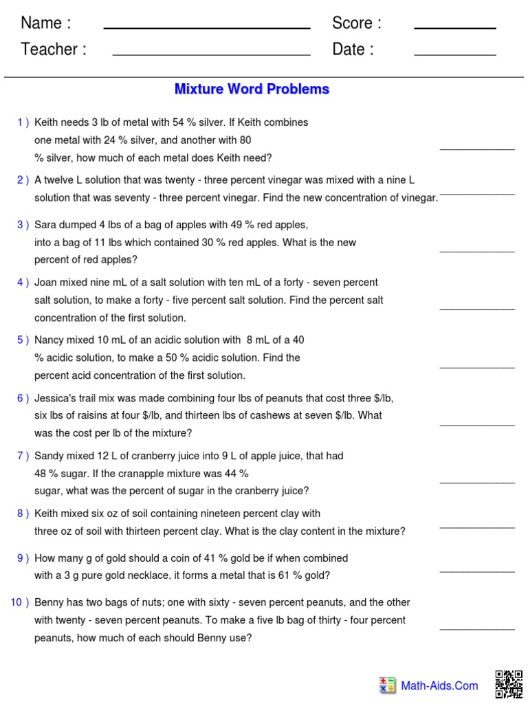 Algebra Word Problems B | Download Free PDF | Gold | Clay