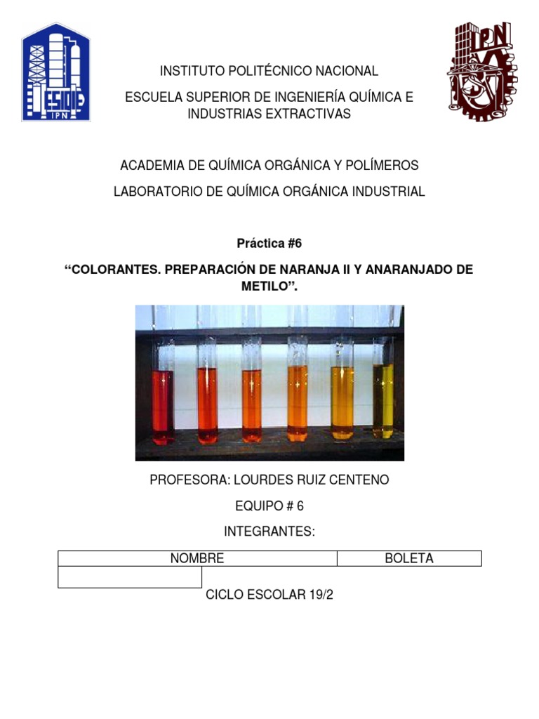 Preparación de Colorantes Naranja II y Anaranjado | PDF | Sal (química ...
