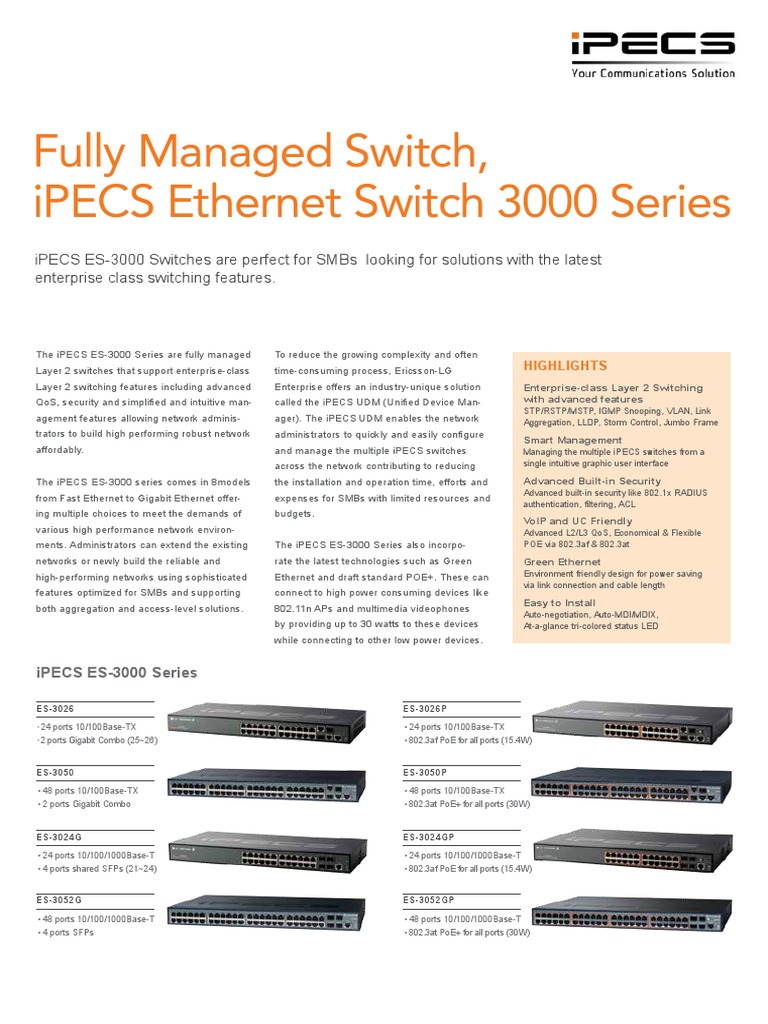 Manual LG 20130131 - iPECS - ES-3000 | PDF | Network Switch | Computer Network