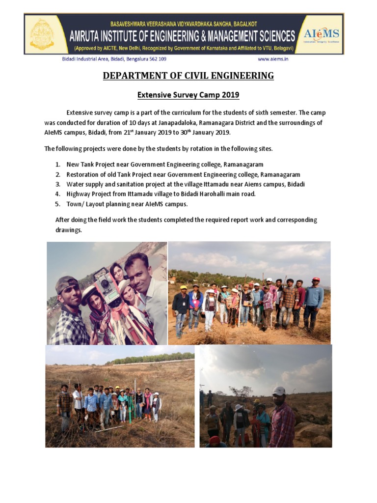 Department of Civil Engineering: Extensive Survey Camp 2019 | PDF