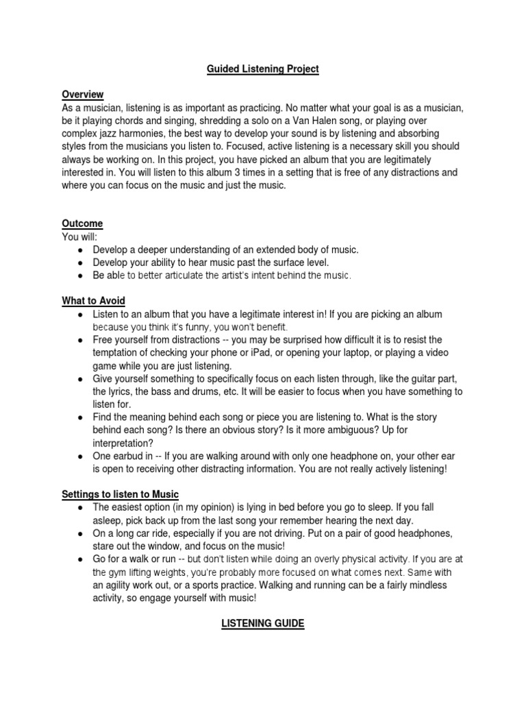 Guided Listening Assignment | PDF | Albums | Songs