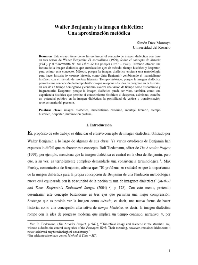 Walter Benjamin y La Imagen Dialectica U | PDF | Materialismo | Dialéctico