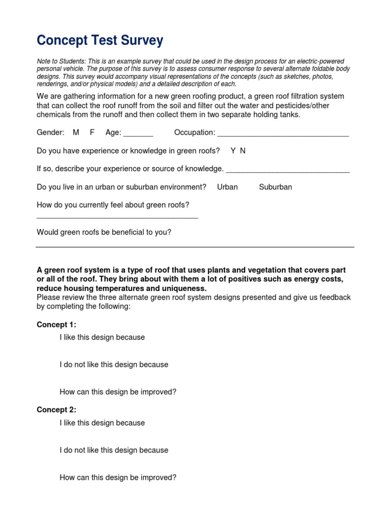 Concept Test Survey | PDF