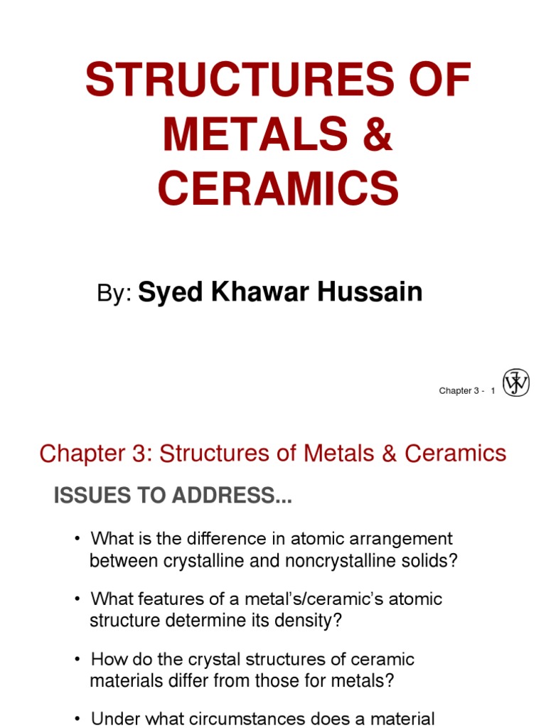 Structures of Metals and Ceramics | PDF | Ionic Bonding | Crystal
