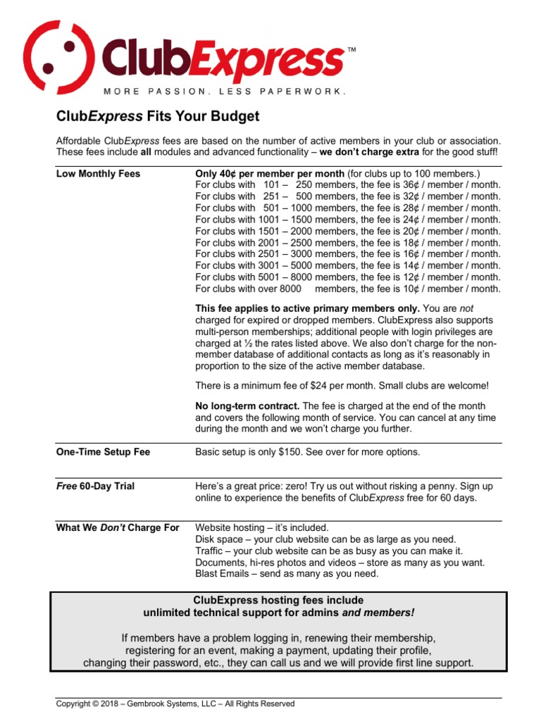 Clubexpress Fits Your Budget: Low Monthly Fees Only 40 Per Member Per ...