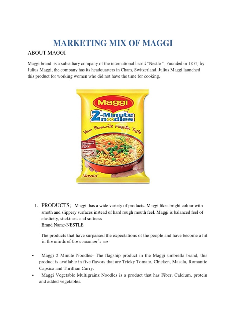 Marketing Mix of Maggi | PDF | Retail | Foods