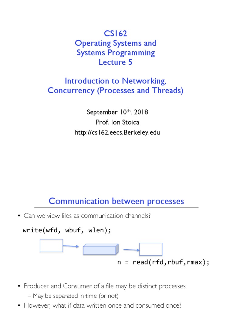 Cs162 Operating Systems And Systems Programming Introduction To Networking Concurrency