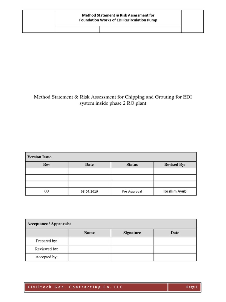 Method Statement For Chipping and Grouting For All EDI System in PH2 ...