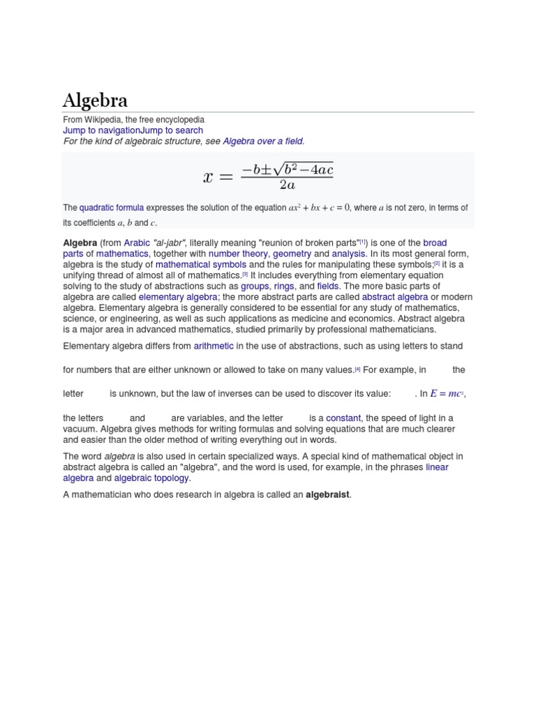 Algebra: Jump To Navigationjump To Search | PDF | Teaching Methods ...