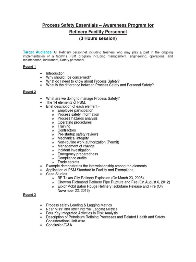 Process Safety Awareness | PDF