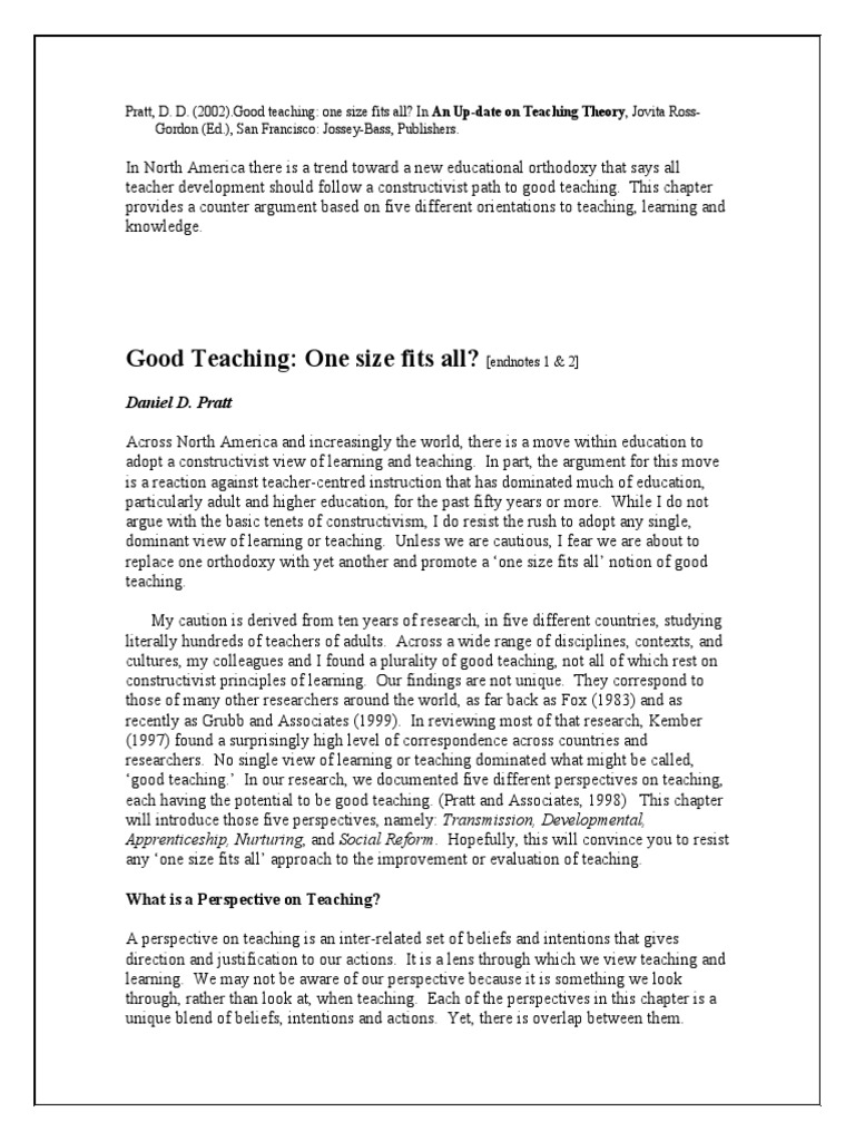 Perspectives on Good Teaching Methods | PDF | Constructivism ...