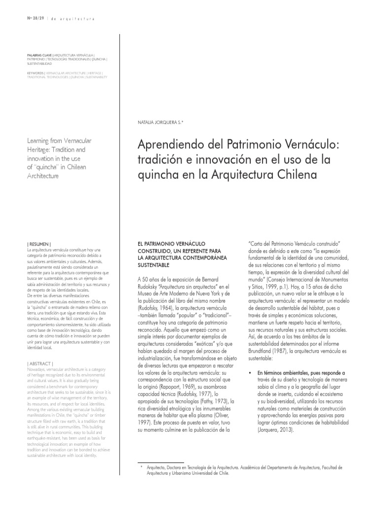 Quincha: Tradición e Innovación en Chile | PDF | Chile | Sustentabilidad