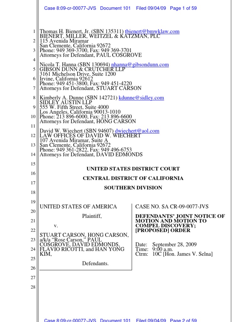 Motion to Compel Discovery in USA v. Defendants | PDF | Discovery (Law ...