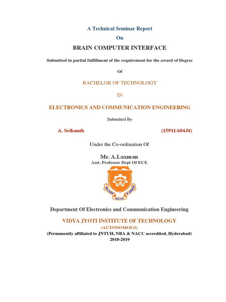 Brain Computer Interface Technical Seminar Report | PDF | Magnetoencephalography ...