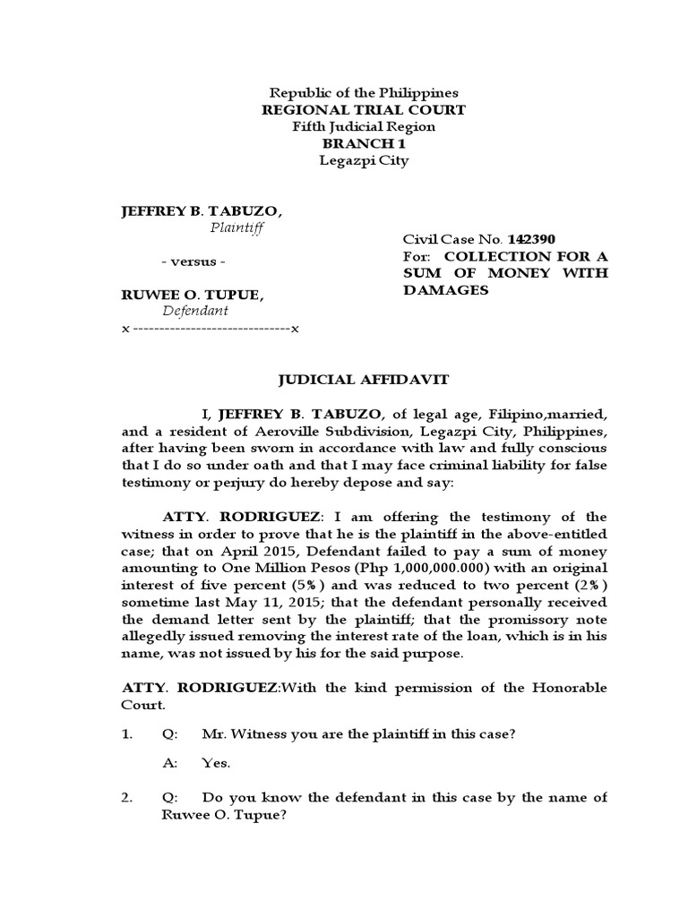 Judicial Affidavit Plaintiff | PDF | Affidavit | Government Information