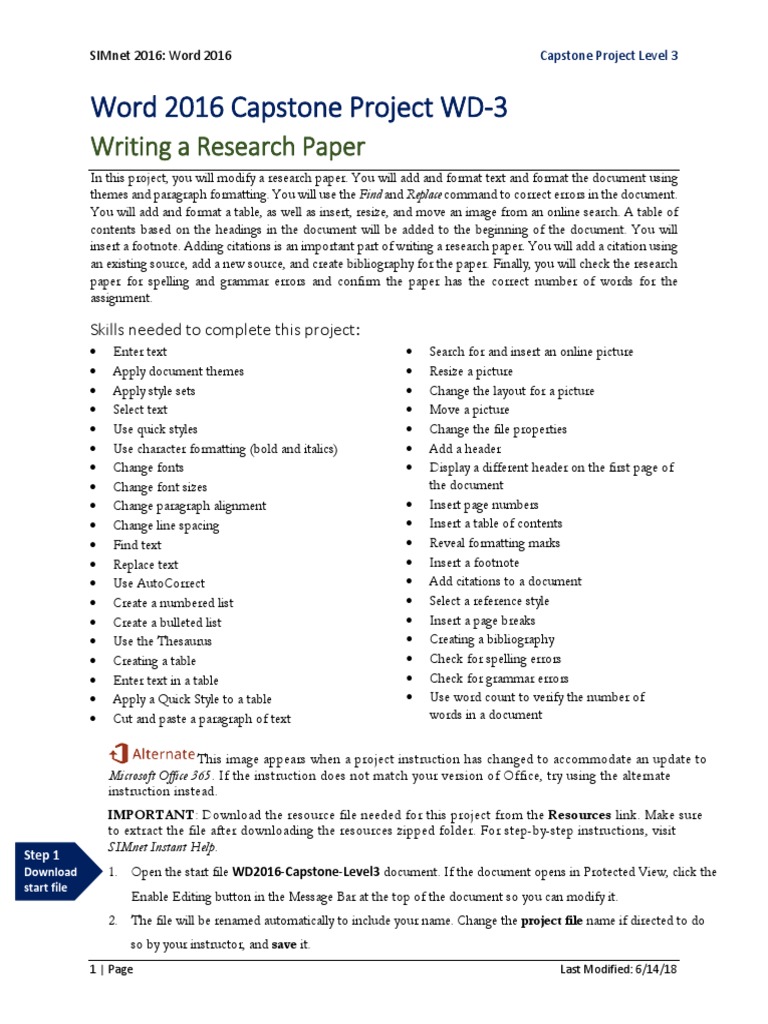 WD2016 Capstone Level3 Instructions PDF | PDF | Citation | Microsoft Word