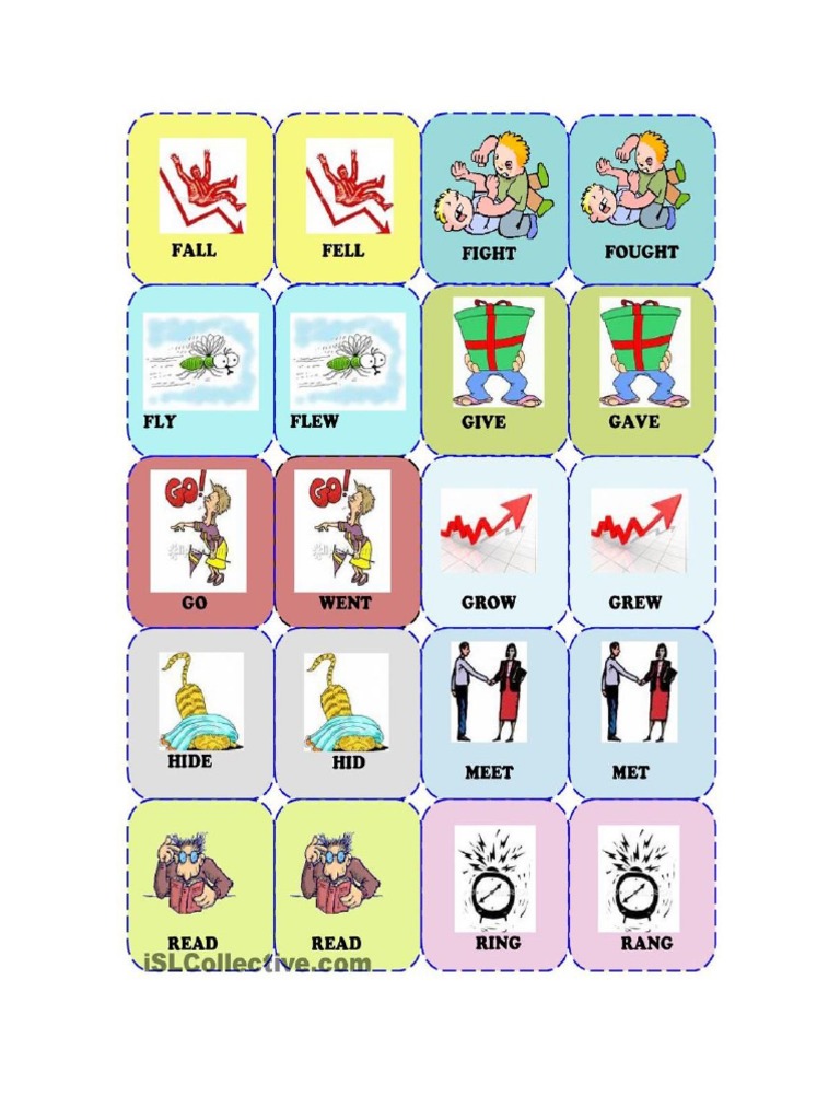 Irregular Verbs Memory Game | PDF