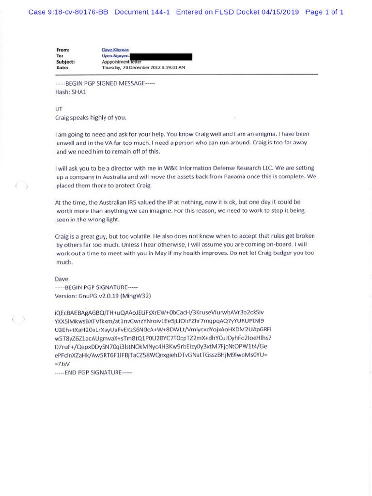 Fake Email From Dave To Uyen | PDF | Law