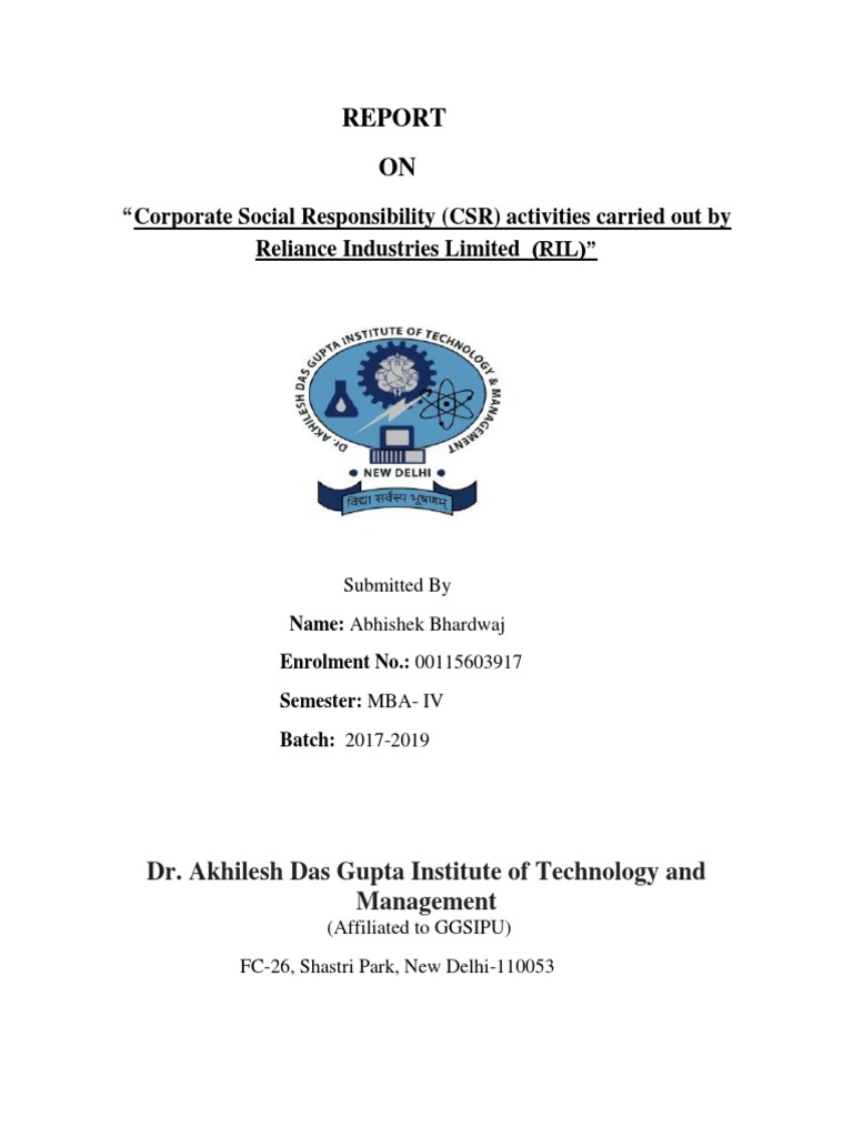 Reliance Industries CSR Report | PDF | Sustainability | Economies