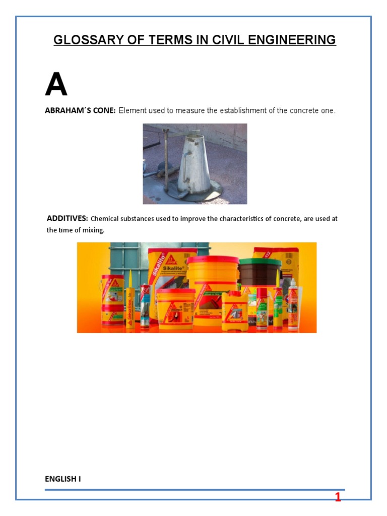 Civil Engineering Glossary | PDF | Brick | Concrete