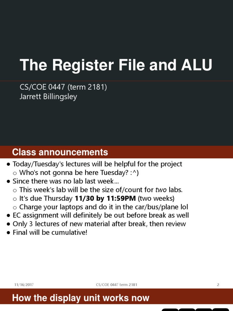 Register File and ALU Overview | PDF | Central Processing Unit ...