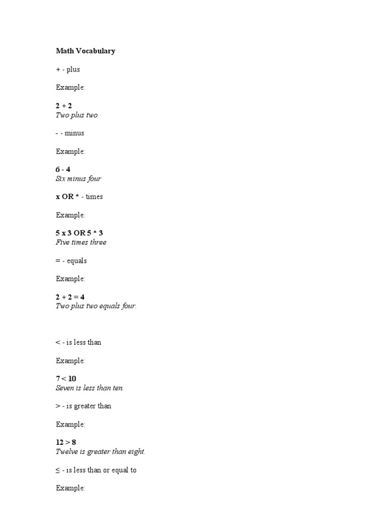 Math Vocabulary | PDF | Percentage | Fahrenheit