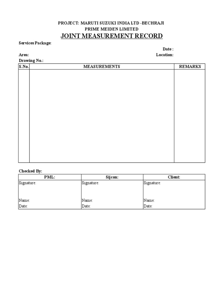 Joint Measurement Record | PDF