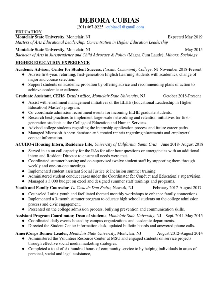 Debora Cubias Resume | PDF | Internship | Job Hunting