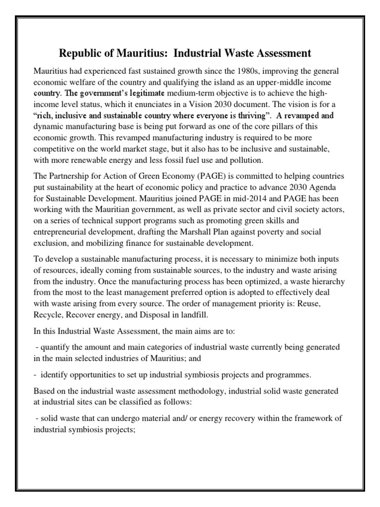 Republic of Mauritius | PDF | Waste Management | Municipal Solid Waste