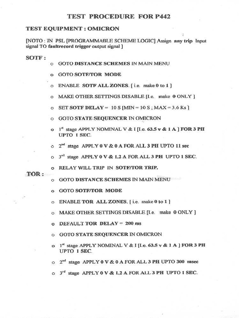 P442 Test Procedure | PDF