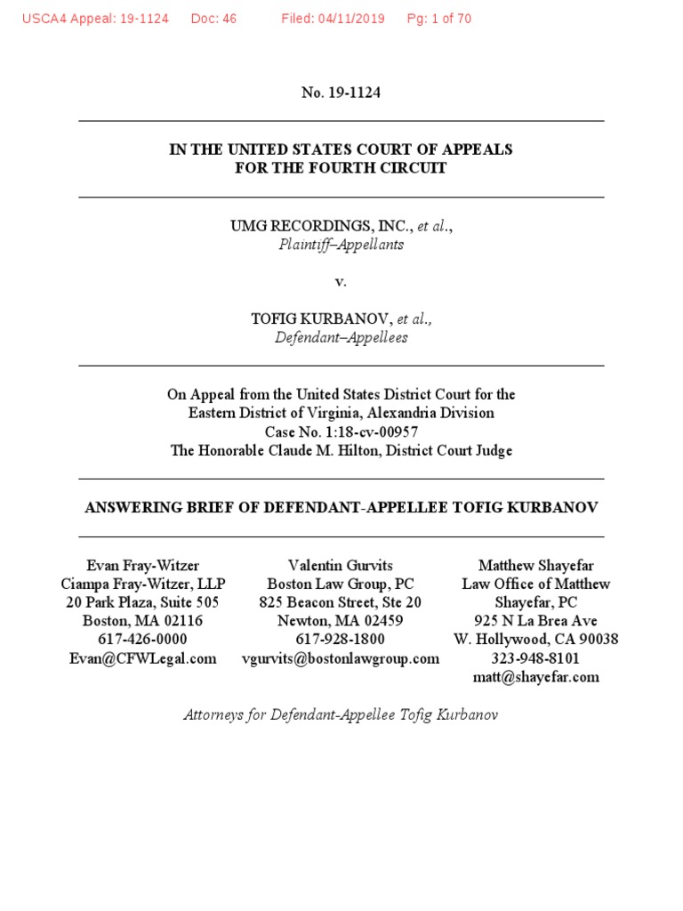 046 - Appellee Response Brief | PDF | Personal Jurisdiction | Copyright ...