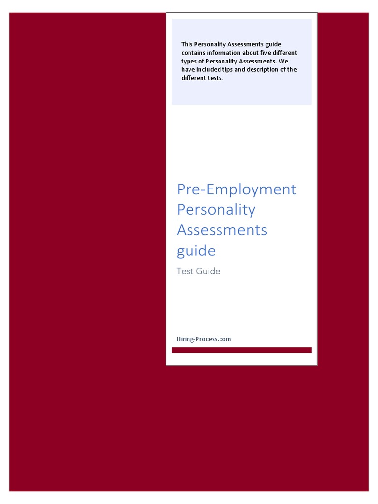 Pre Employment Personality Assessments Guide | PDF | Emergence | Psychology