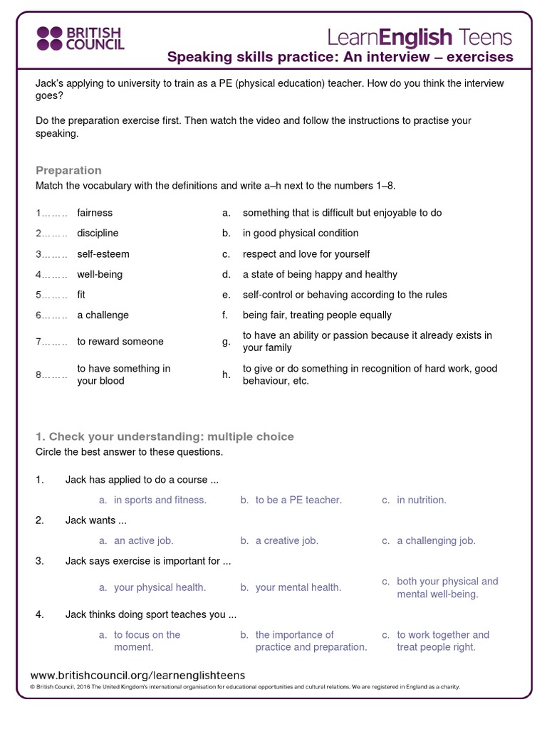 An Interview - Exercises | PDF | Sports | Physical Education