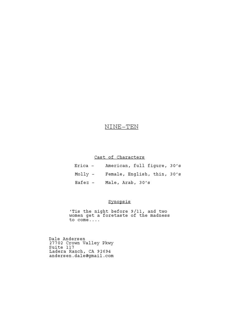 Nine Ten - A 9/11 Play | PDF