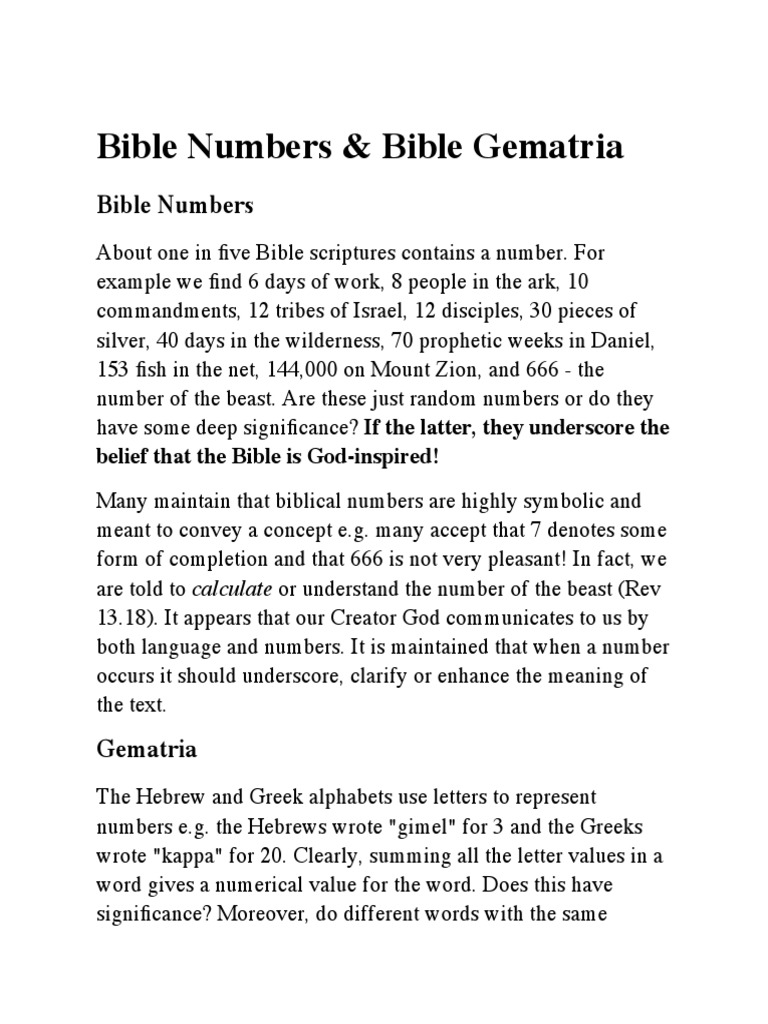Bible Numbers | PDF | Number Of The Beast | Bible