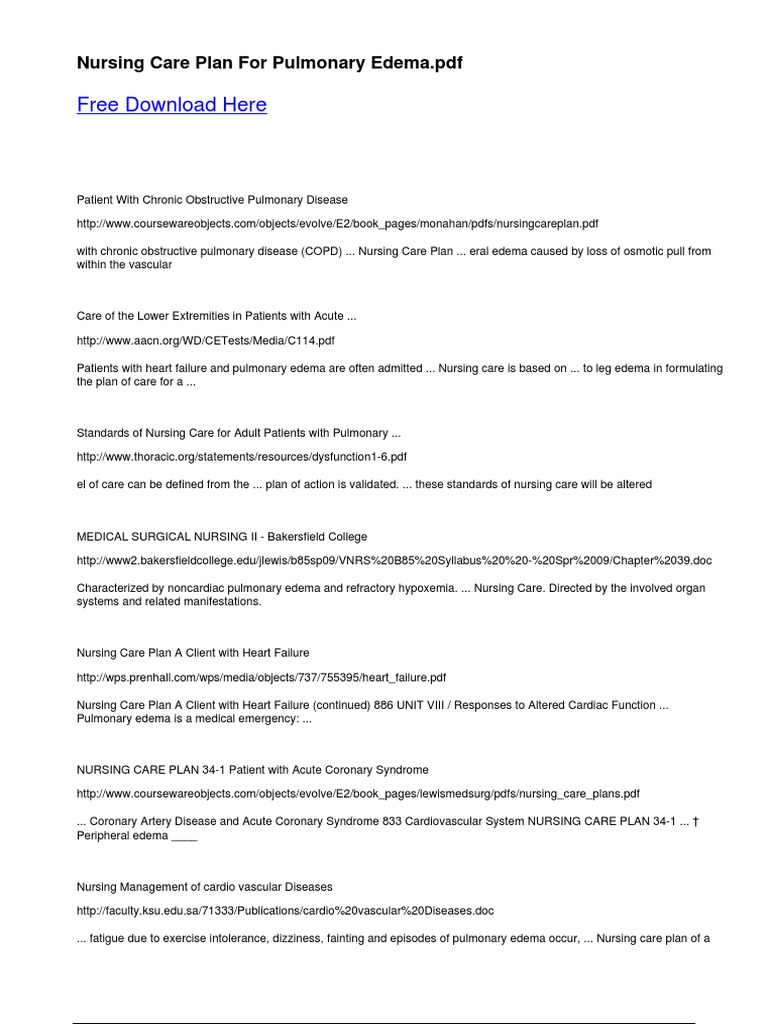 nursing-care-plan-for-pulmonary-edema.pdf | Heart Failure | Edema