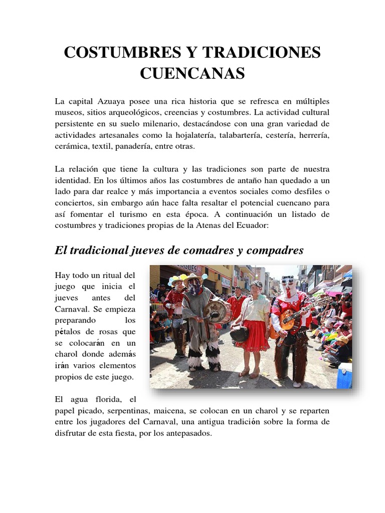 Costumbres y Tradiciones Cuencanas | PDF | Carnaval | Panes