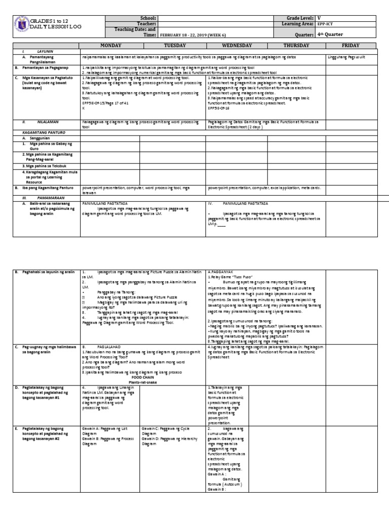 Grade 5 DLL EPP 5 Q4 Week 6 | PDF