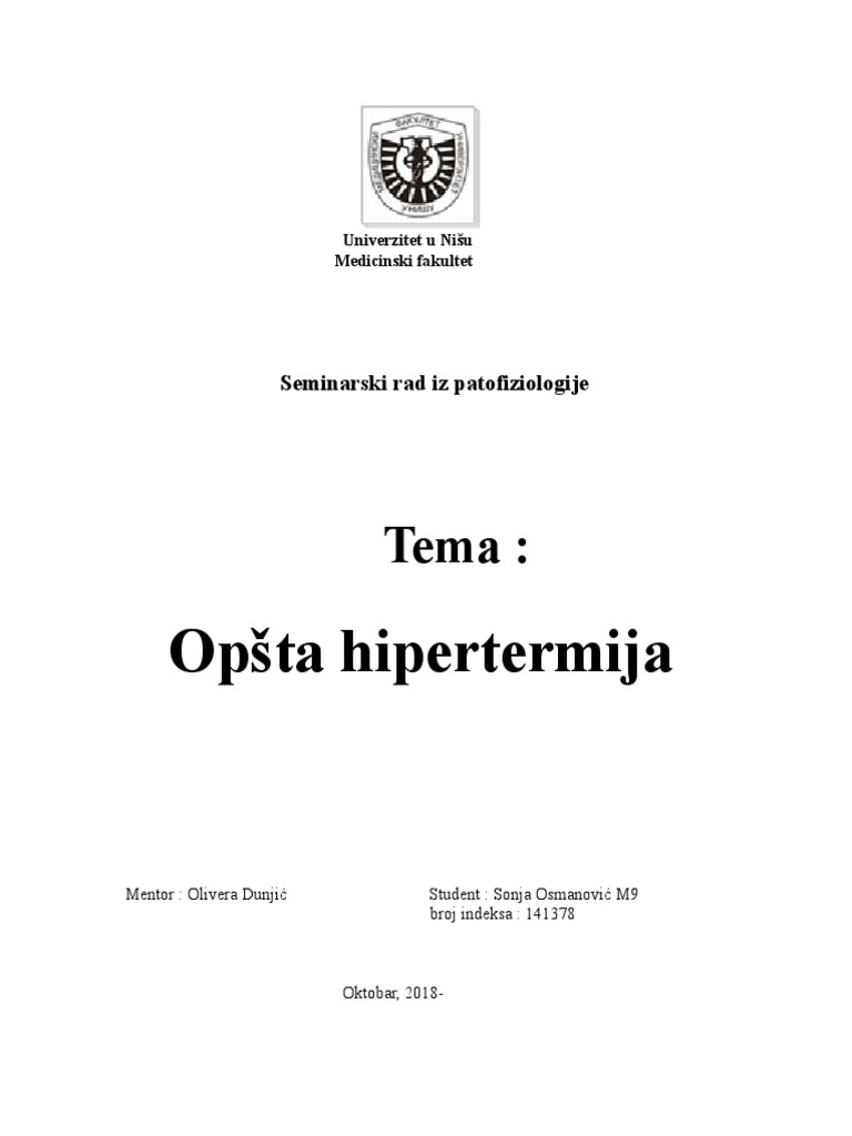 Opsta Hipertermija | PDF