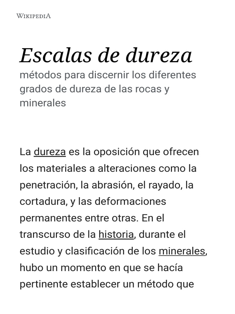 Escalas de Dureza - Wikipedia, La Enciclopedia Libre | Minerales ...