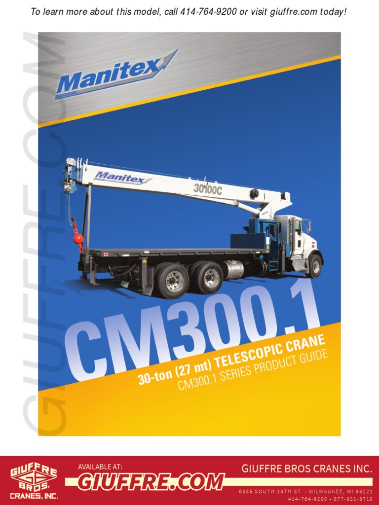 Manitex 30100C Loadchart PDF | Download Free PDF | Crane (Machine ...