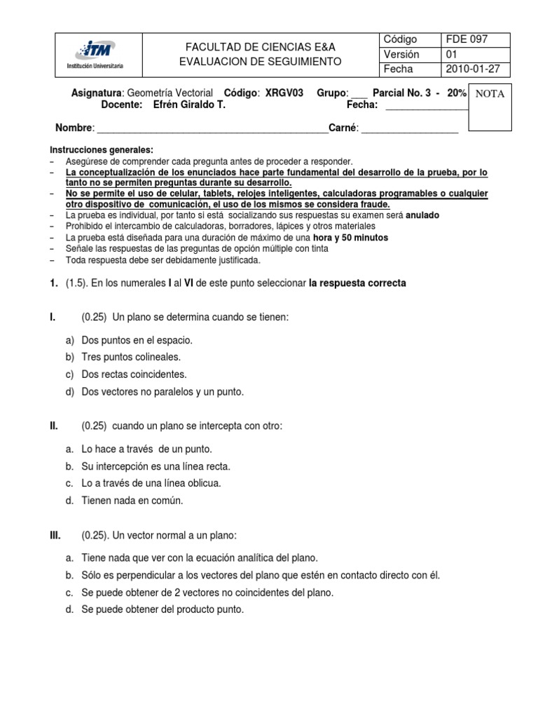 Iii Parcial Geometría Vectorial | PDF | Geometria plana) | Vector ... Iii Parcial Geometría Vectorial | PDF | Geometria plana) | Vector ...