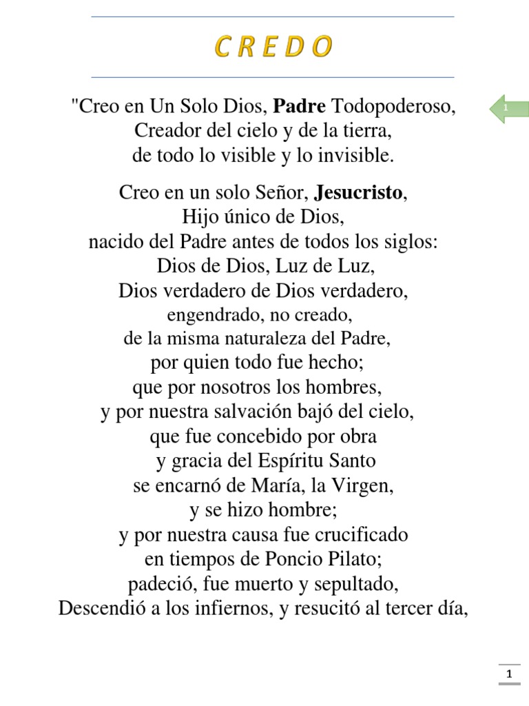El Credo: Fe en Dios y Jesucristo | PDF | Religión y espiritualidad