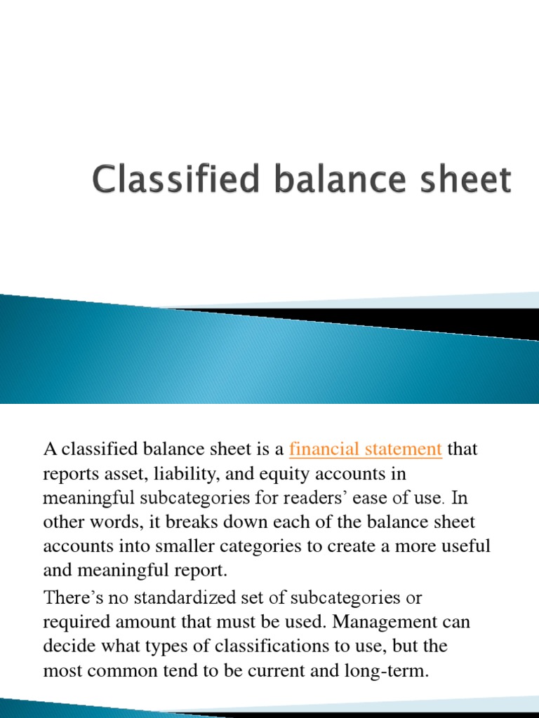 3 - Lecture 3 Classified Balance Sheet | PDF | Balance Sheet | Depreciation