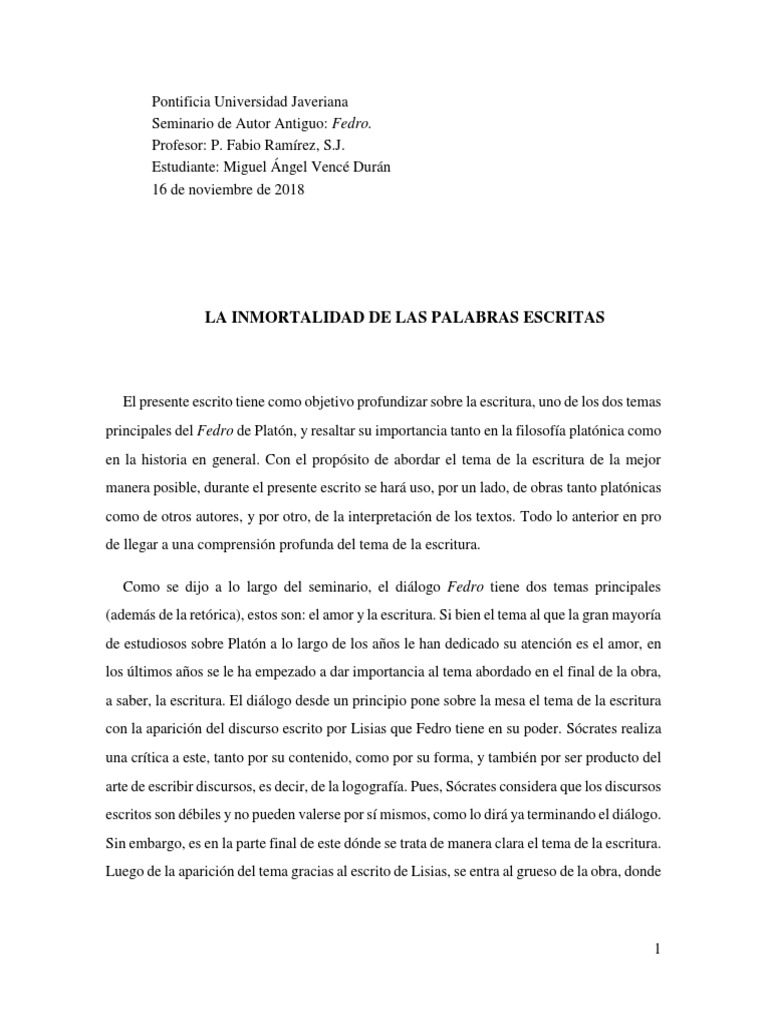 Sobre El Fedro de Platón | PDF | Platón | Sócrates