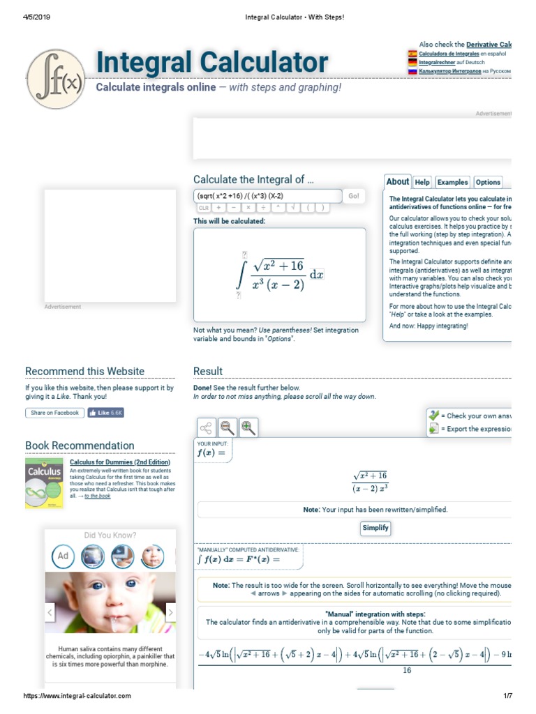 Integral Calculator - With Steps! | Download Free PDF | Integral ...