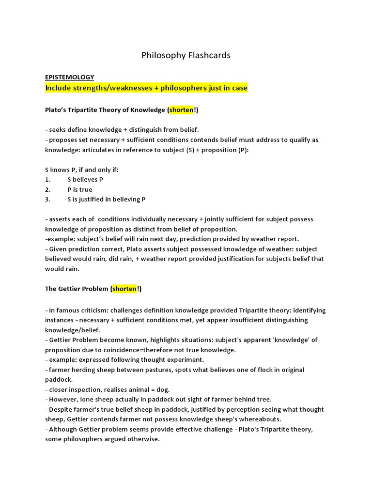 Philosophy Flash Cards | PDF | Free Will | Rationalism