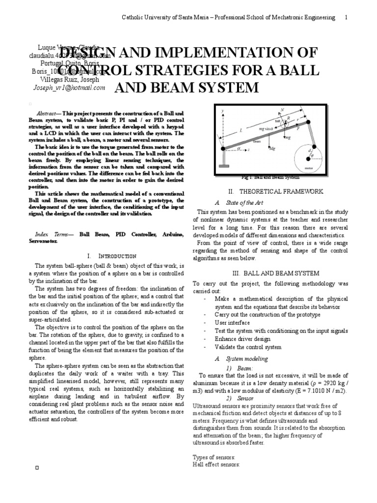 Design and Implementation of Control Strategies For A Ball and Beam ...